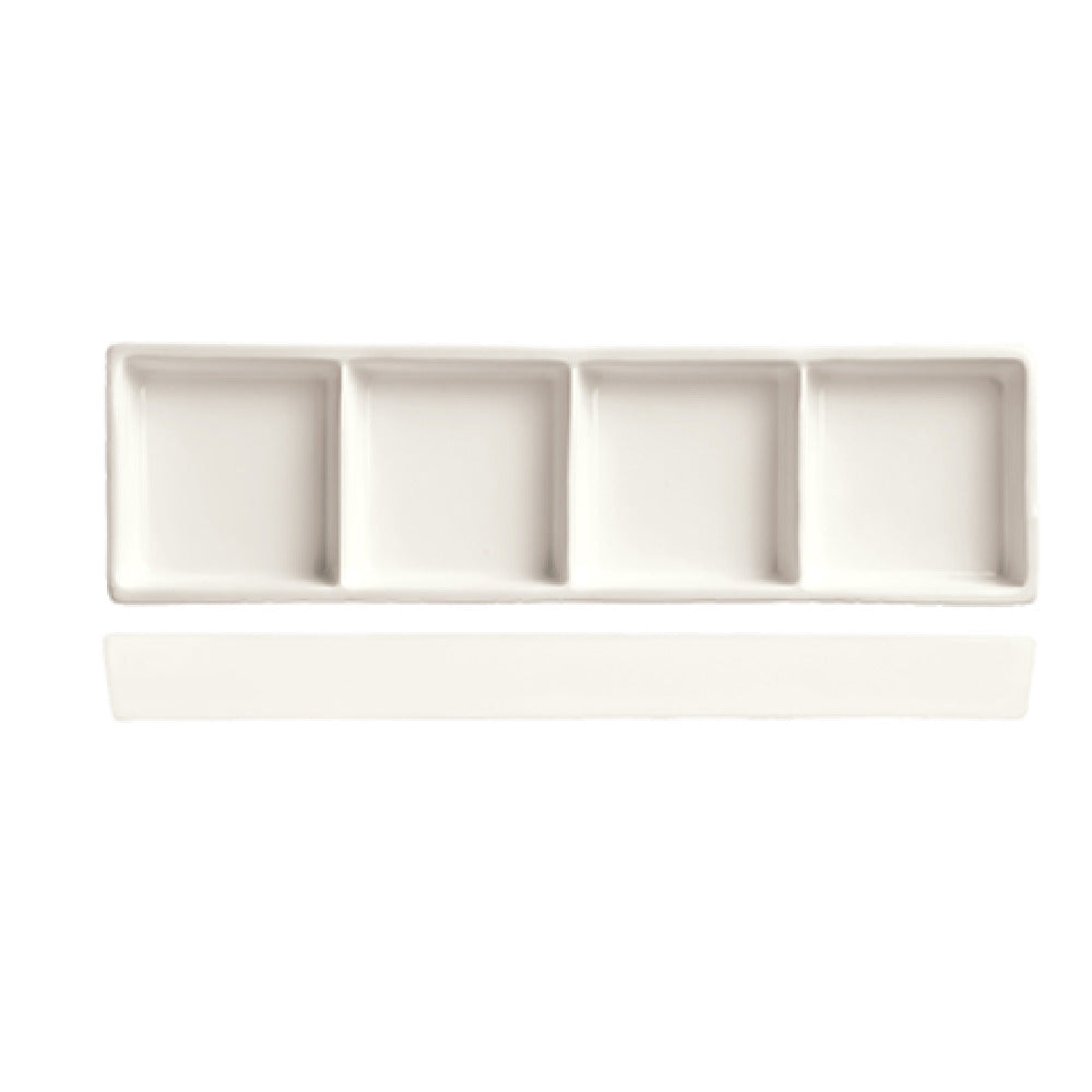 Libbey BW-4444 10-5/8 Inch Porcelain Rectangular Tray with 4 Wells ...