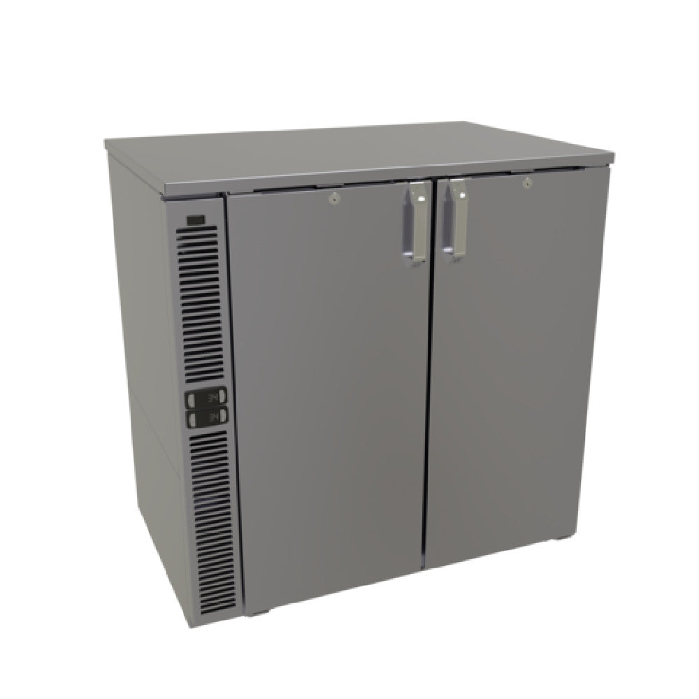 Glastender C2SB36 36 Inch Two Zone Refrigerator Self Contained Back Ba ...