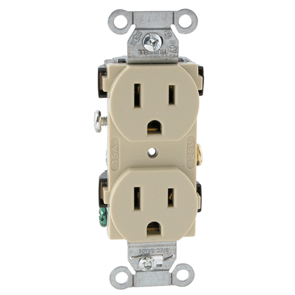 Hubbell -CR151 1 3/8 Inch Duplex Receptacle Electric Beige Plastic ...