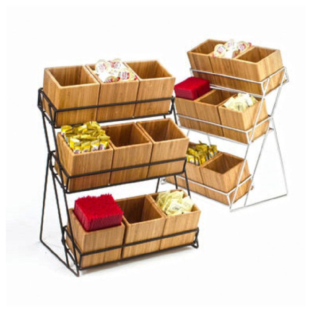Buy Cal Mil 1817-13 13 Inch 3 Tier Display Stand Bamboo Bins Black Wire ...