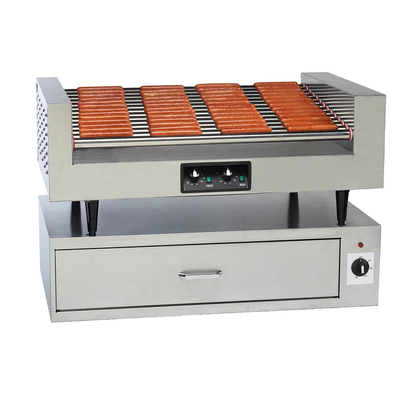 Gold Medal 8225 35 Inch Slanted Hot Dog Grill Stainless Steel with Dri ...