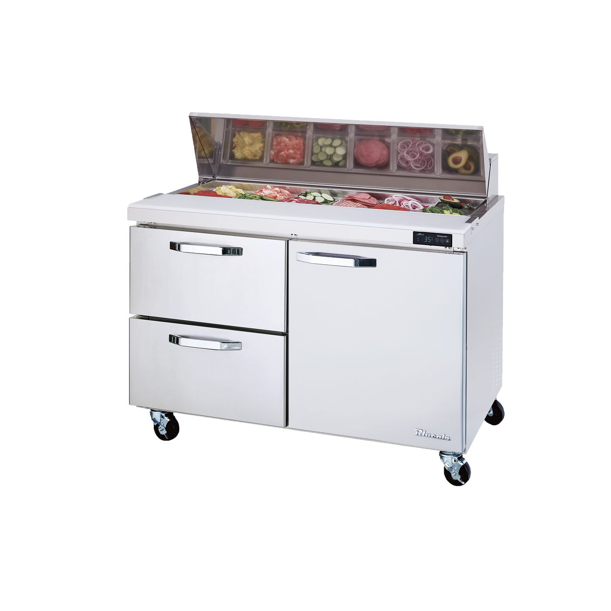 Blue Air BLPT48-D2L-HC Sandwich Prep Table Two-section 48-3/8"W ...