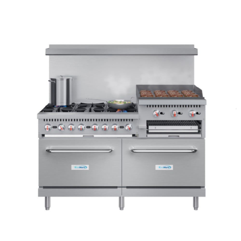 Koolmore KM-CRGB60-LP 60 Inch Gas Commercial Range with 6 Burners and ...