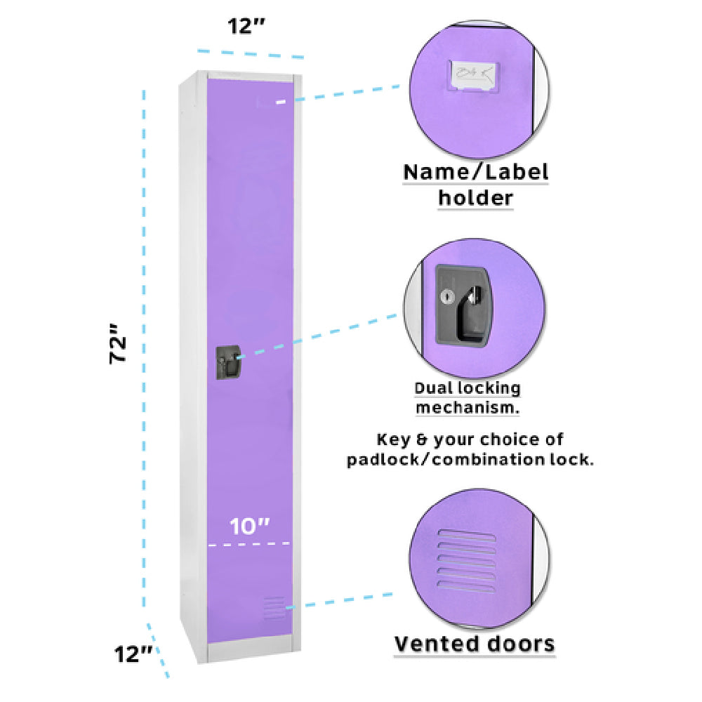 Alpine Industries ADI629-201-PUR Locker 15 Inch Wide Single Tier Steel ...