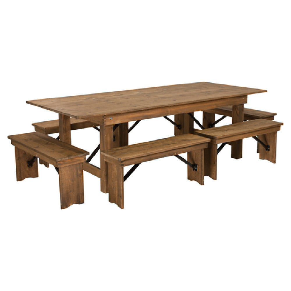 Flash Furniture XA-FARM-3-GG - 96 Inch Table Set – Rustic Design ...
