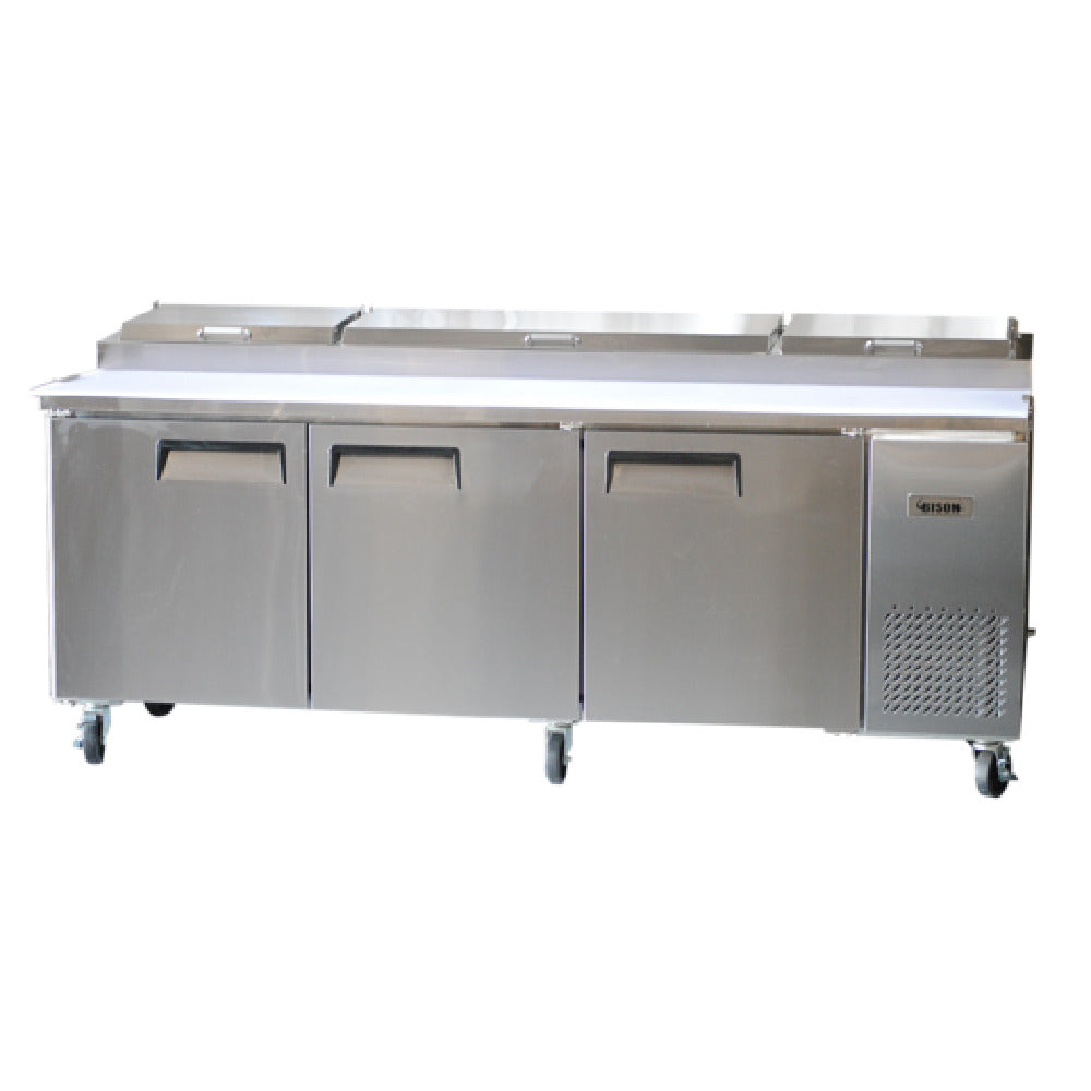 Bison BPT-93 93 Inch Pizza Prep Unit Stainless Steel 26.0 Cu Ft 3 Sect ...