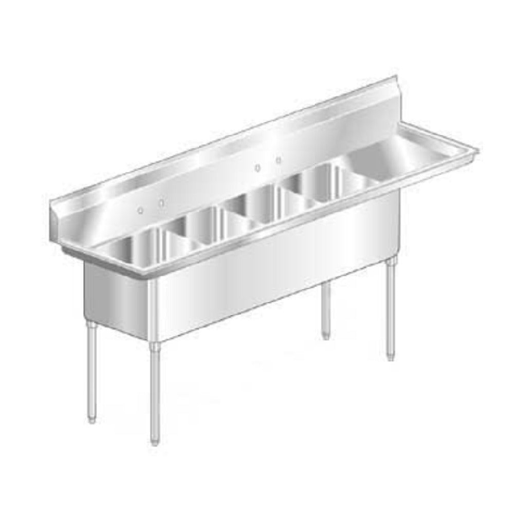 AERO Manufacturing MF4-2020-20R 104 Inch Four Compartment Sink with 20 ...